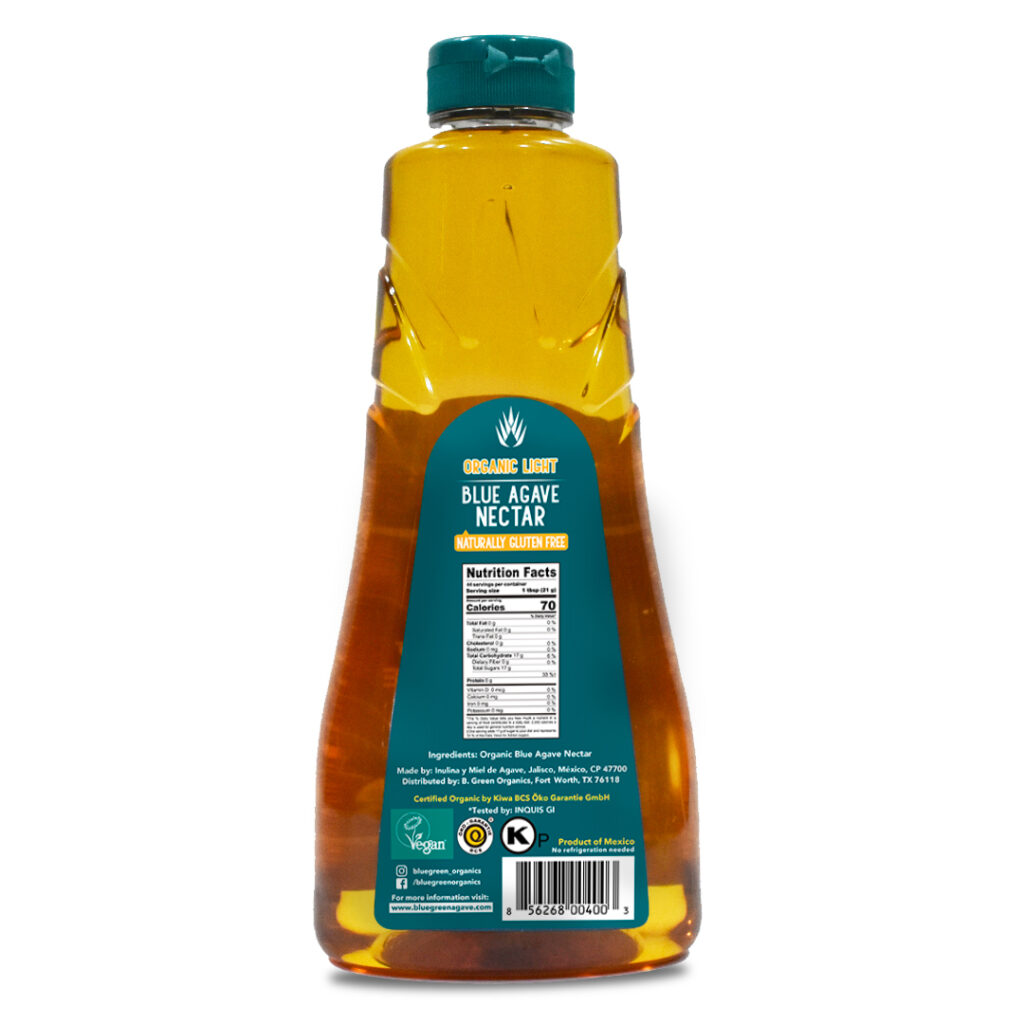 Organic Light Blue Agave Nectar 6-Pack (32 oz each bottle) – Blue Green